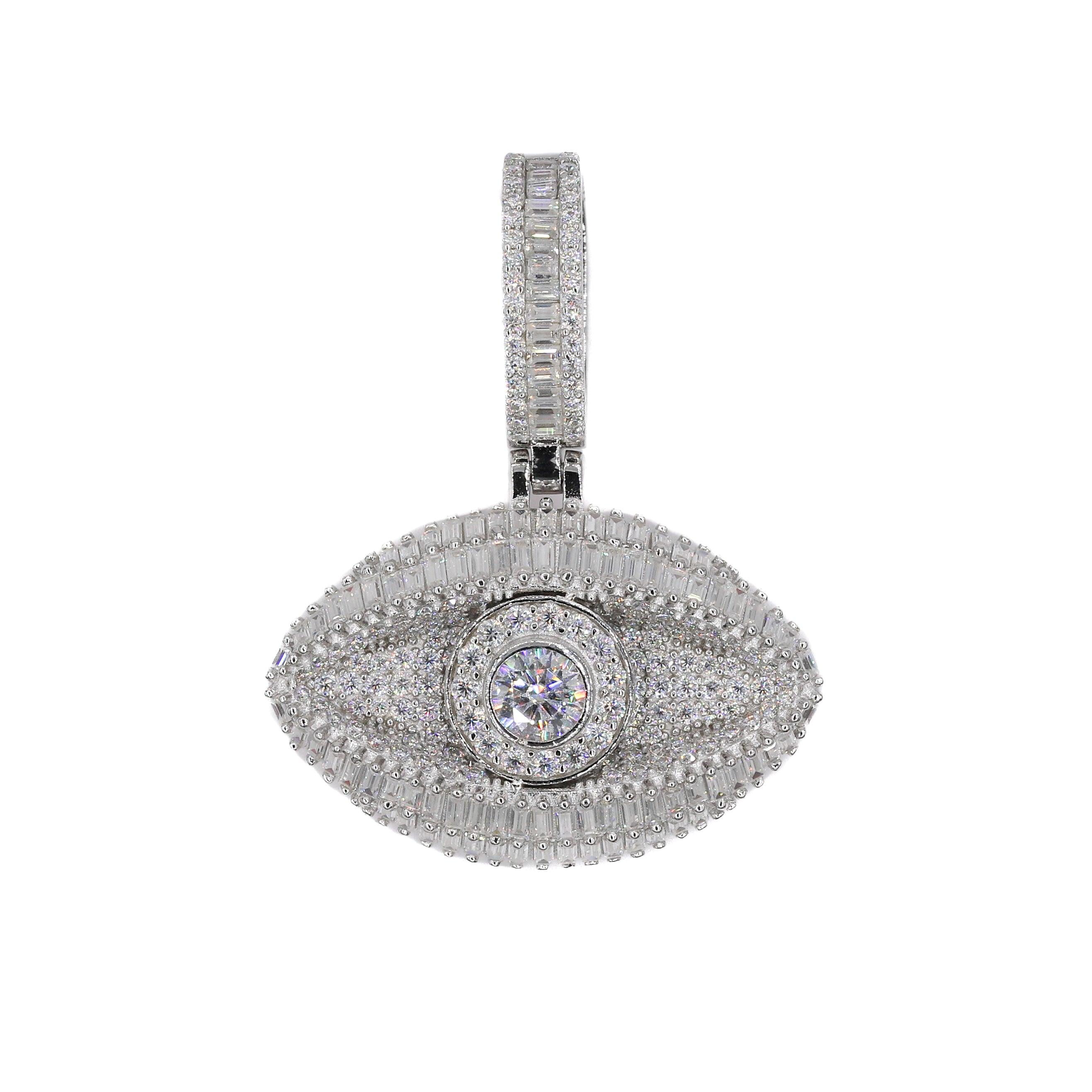 Baguette Iced Out Evil Eye VVS Moissanite Pendant – Moissanite Plug
